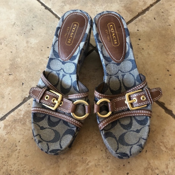 Coach | Shoes | Denim Coach Slides | Poshmark